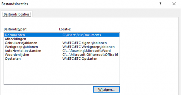 Standaard map voor Word templates - Easy Template