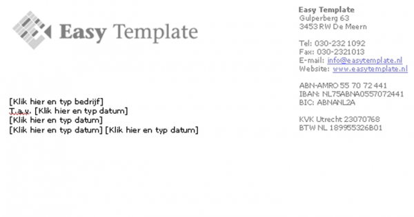 Adresvenster in een Word Template - Easy Template